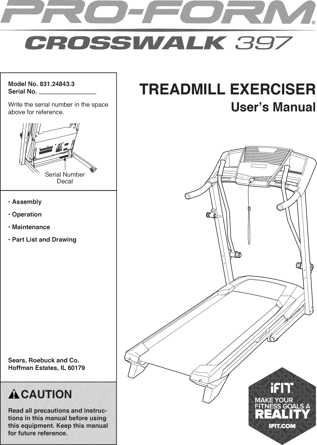Proform 831248433 User Manual TREADMILL Manuals And Guides 1302194L