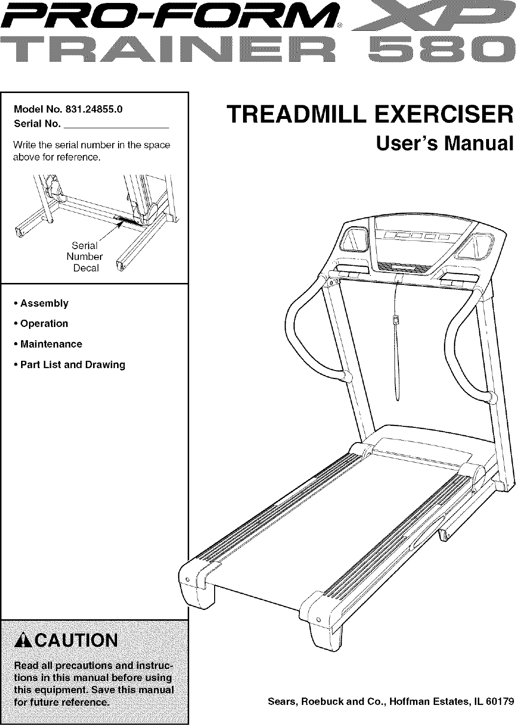 Proform 831248550 User Manual XP TRAINER 580 Manuals And Guides L0807432