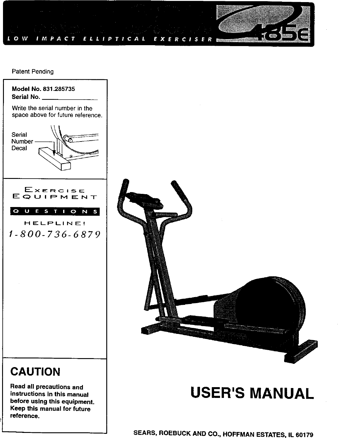 Proform 831285735 User Manual 485E Manuals And Guides L0310183