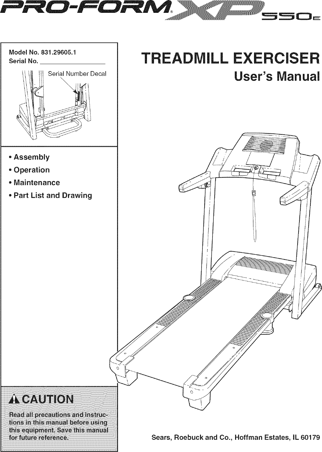 Proform 831296051 User Manual XP 550E Manuals And Guides L0610168