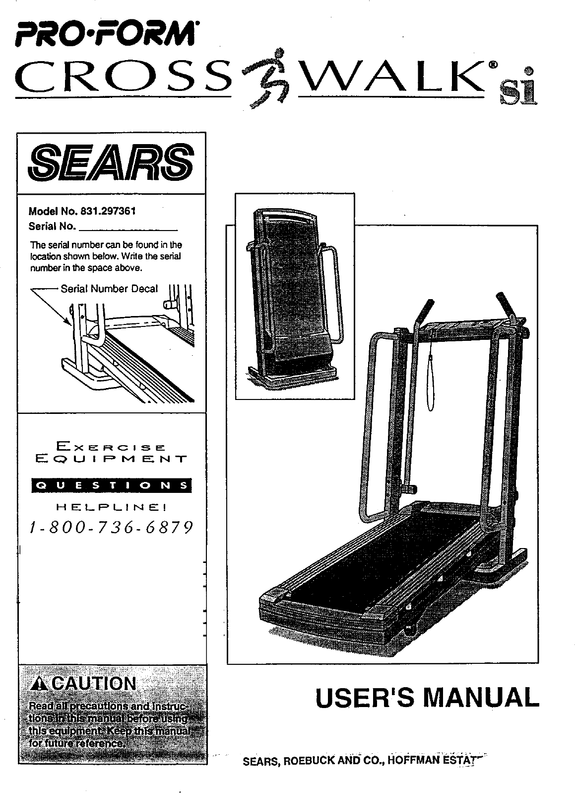 Proform 831297361 User Manual CROSSWALK SI Manuals And Guides 99020103