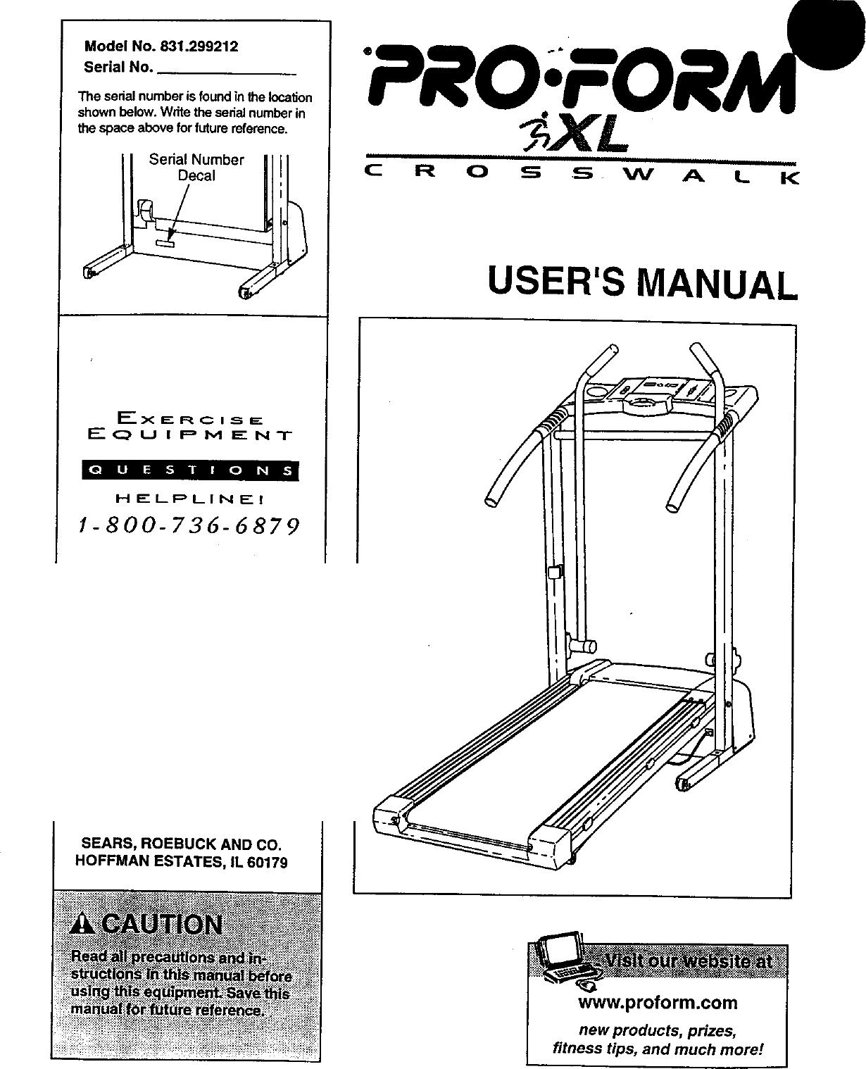 Proform 831299212 User Manual CROSSWALK XL Manuals And Guides L0020033