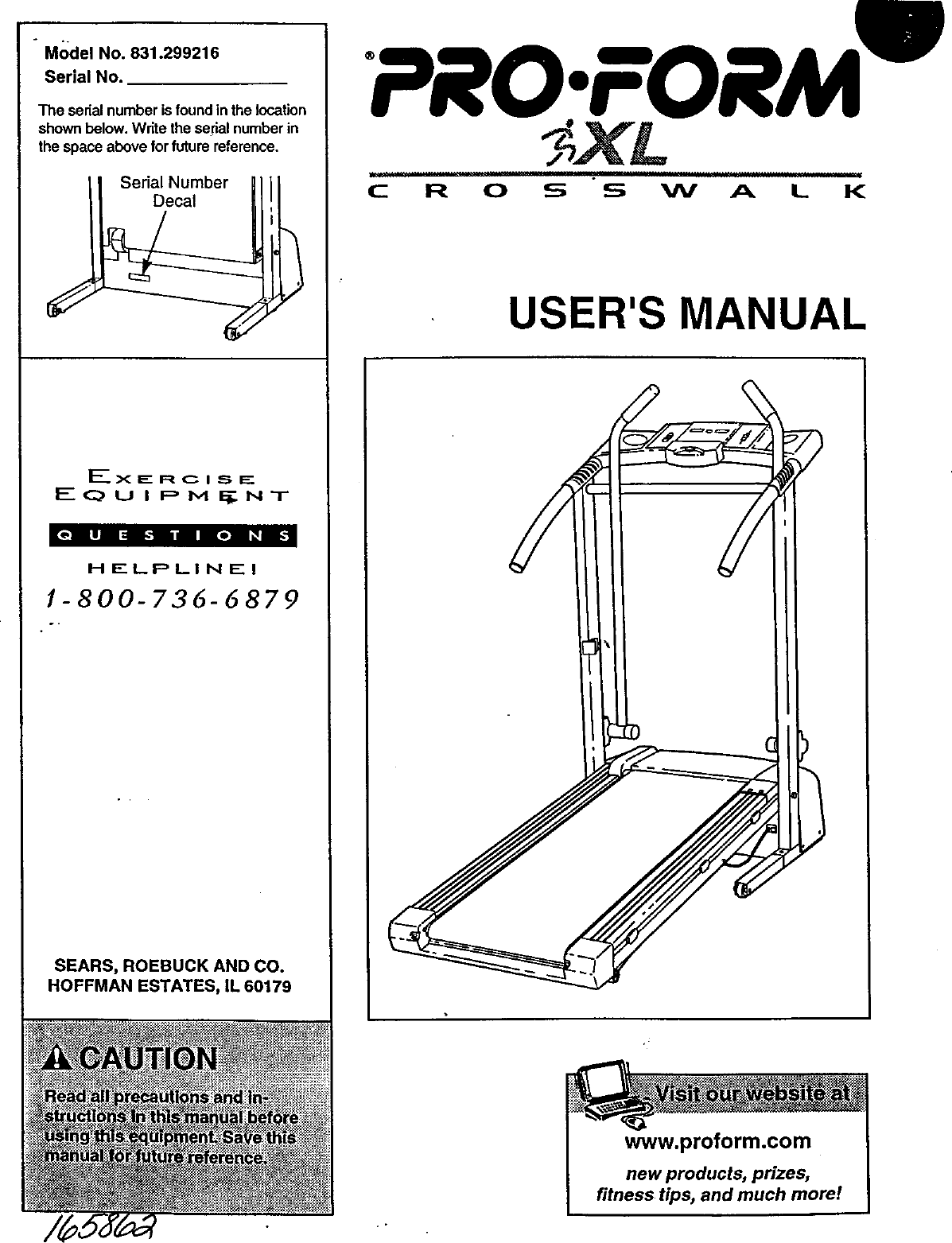 Proform 831299216 User Manual CROSSWALK XL Manuals And Guides L0010528