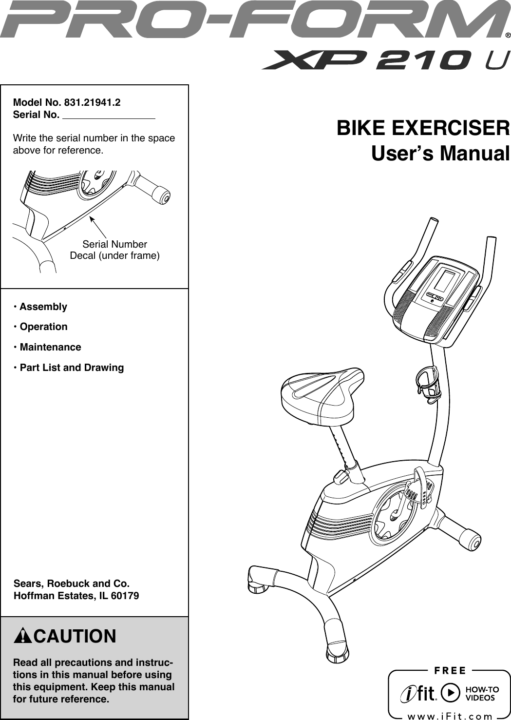 Proform 219412 Owner S Manual