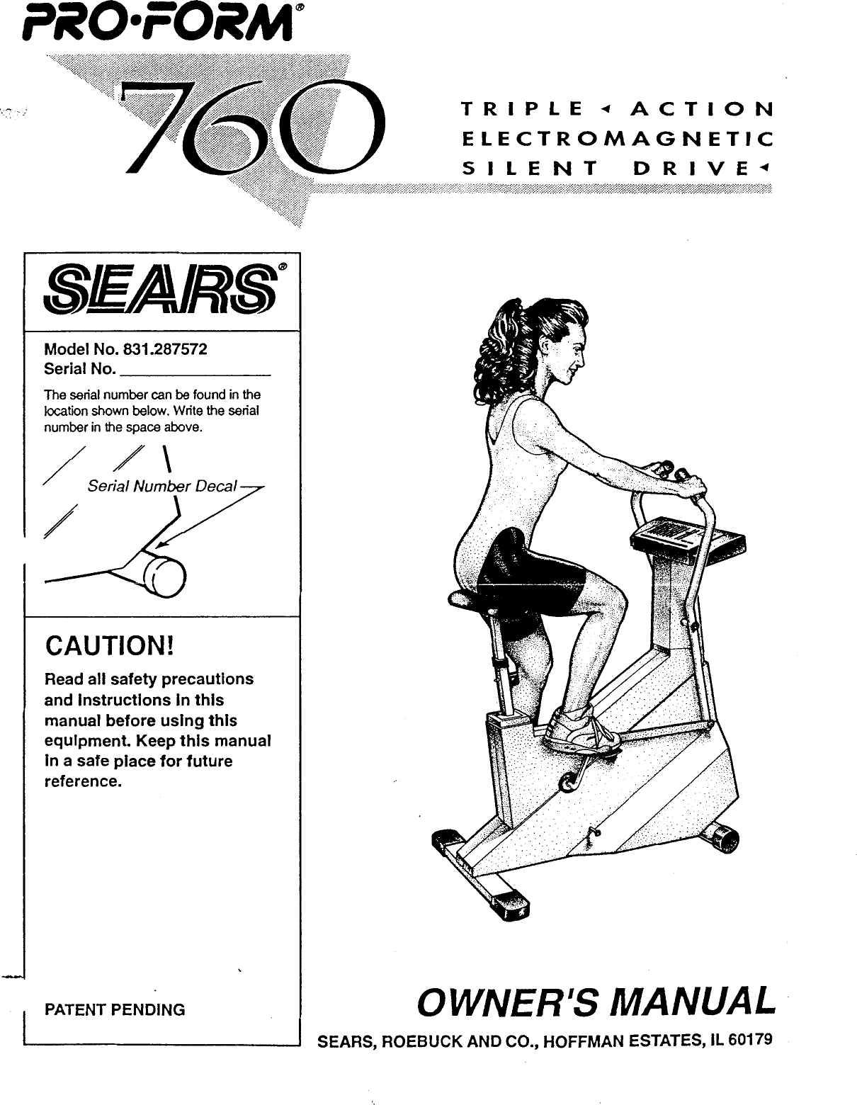Proform 287572 760 Bike Users Manual