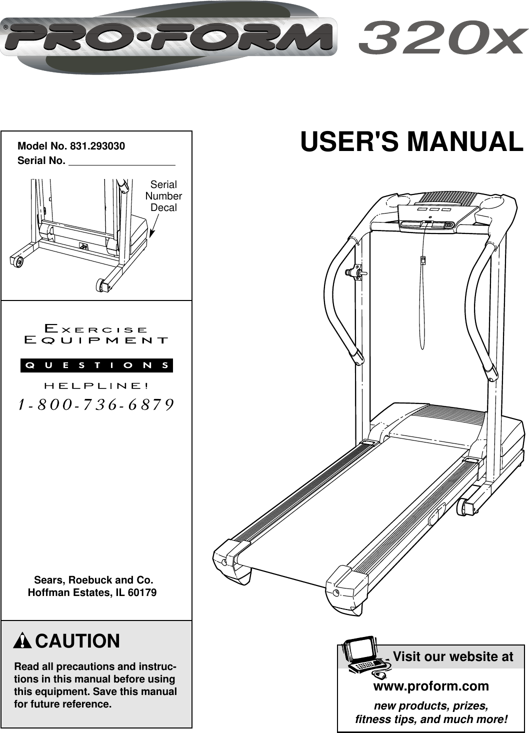 Proform 293030 320X Treadmill Users Manual
