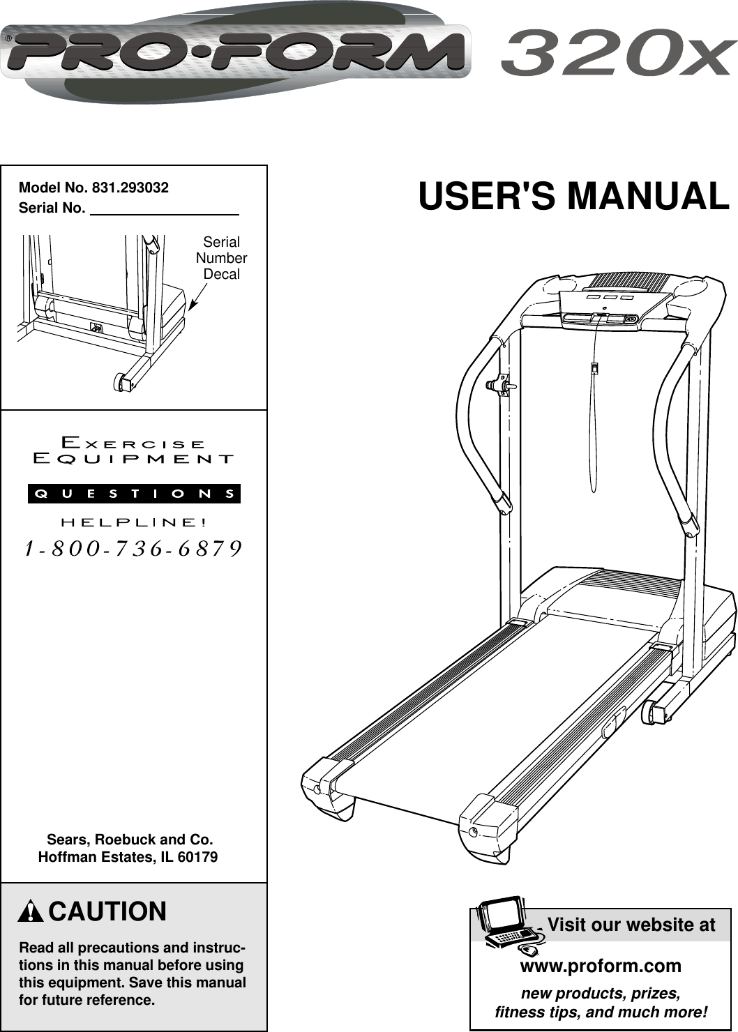 Proform 293032 320X Treadmill Users Manual