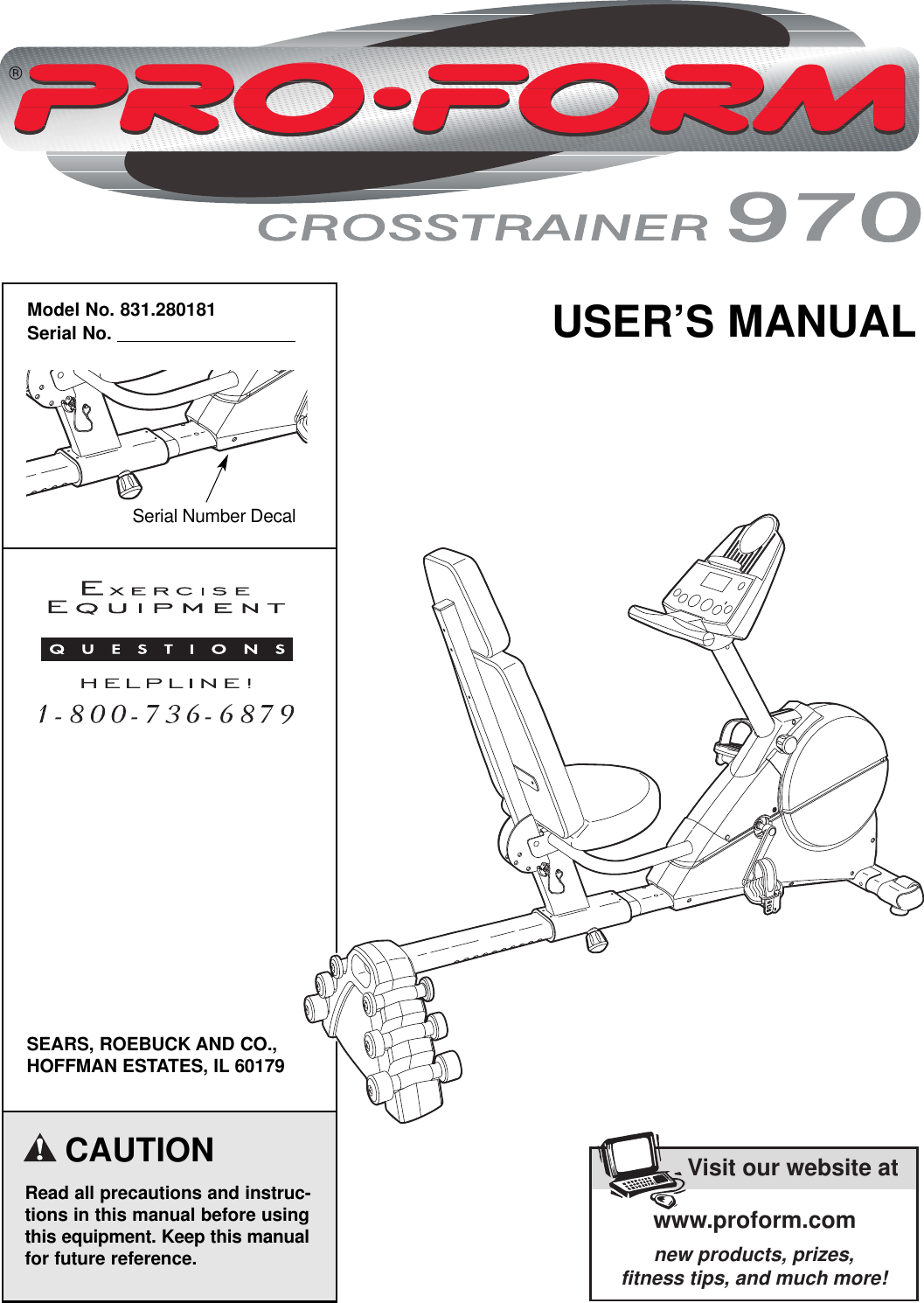 Proform 831 280181 Users Manual *280181 180930