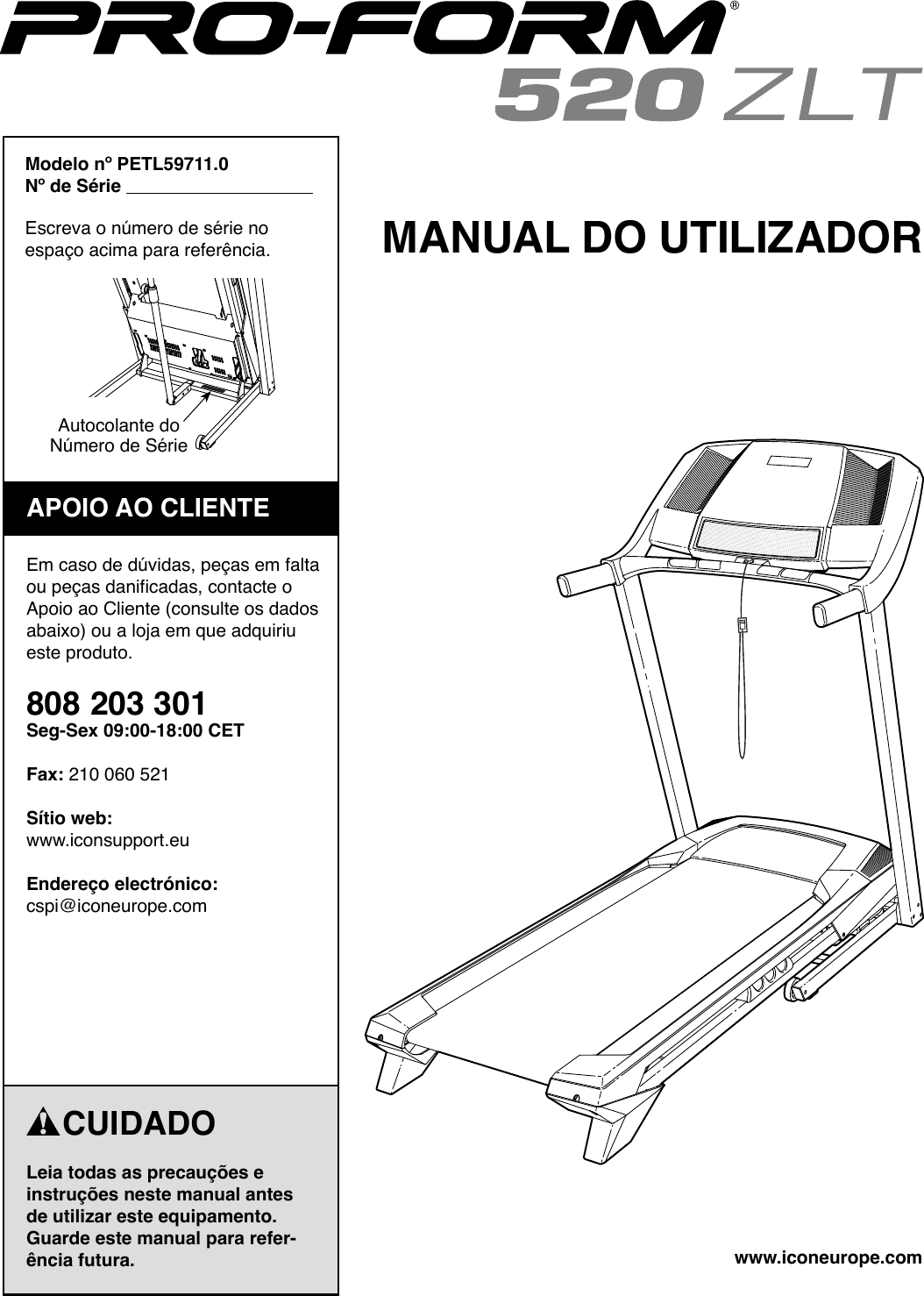 Proform Petl597110 520 Zlt Treadmill Users Manual
