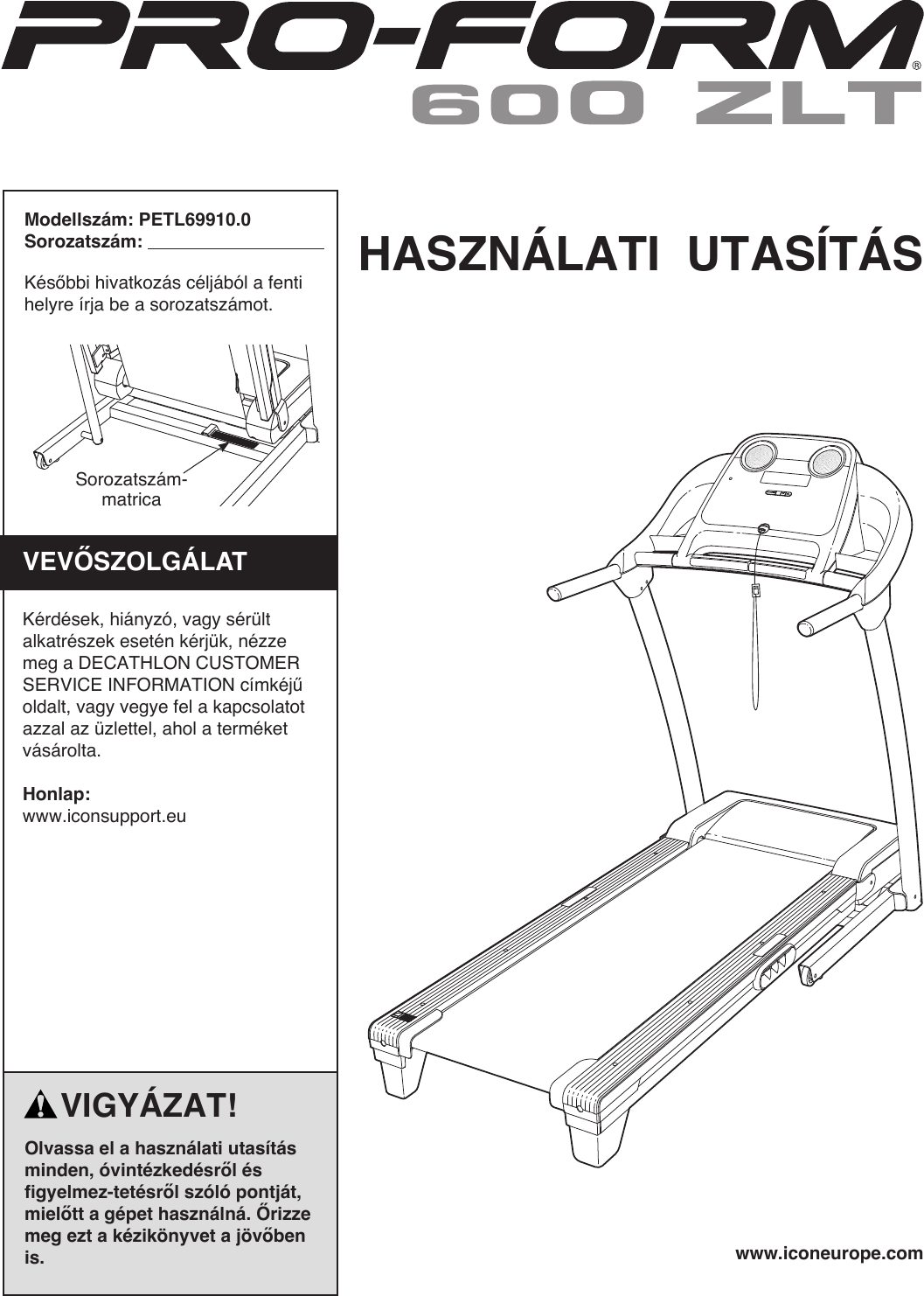 Proform Petl699100 600 Zlt Treadmill Users Manual