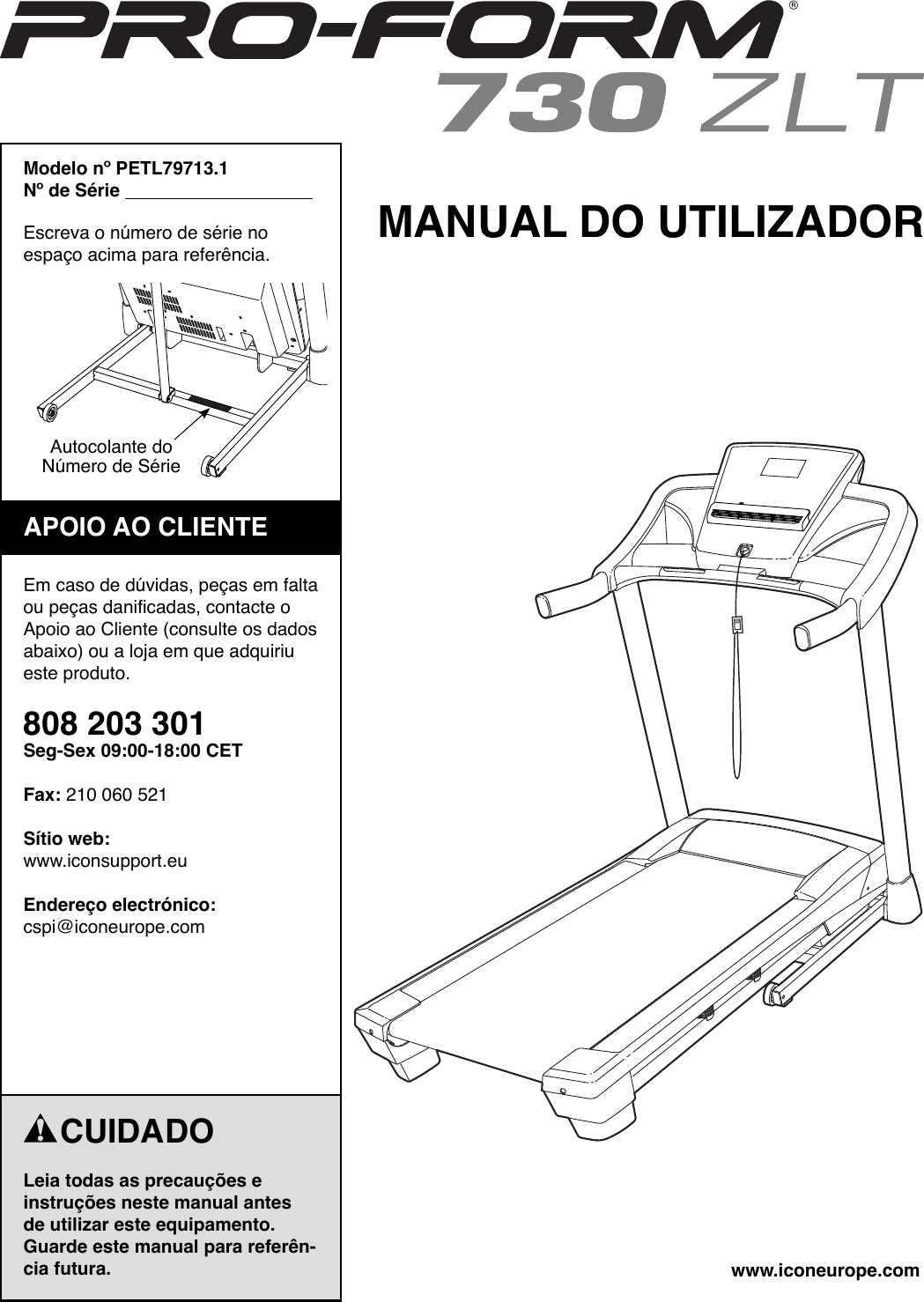 Proform Petl797131 730 Zlt Treadmill Users Manual
