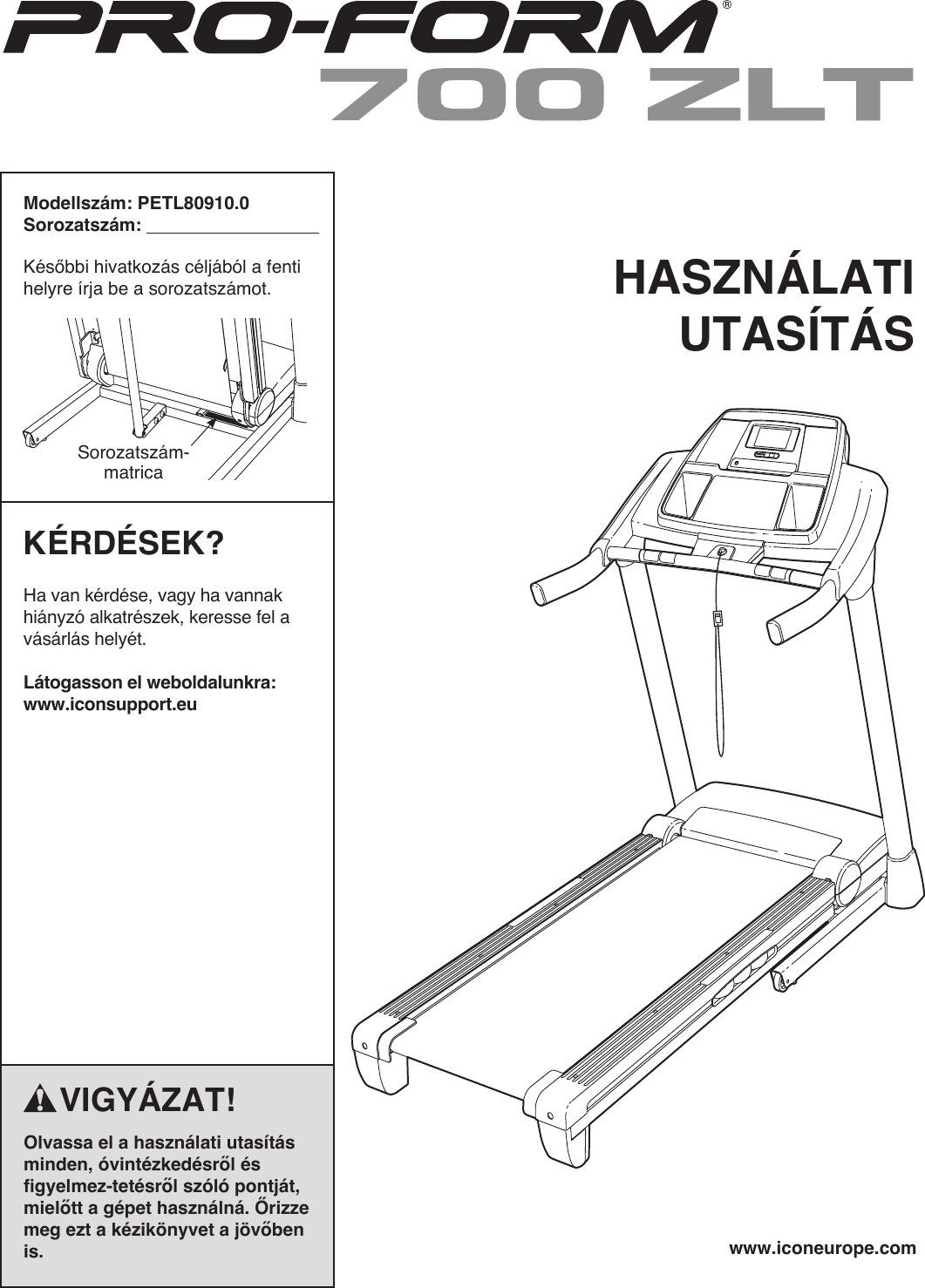 Proform Petl809100 700 Zlt Cwl Treadmill Users Manual
