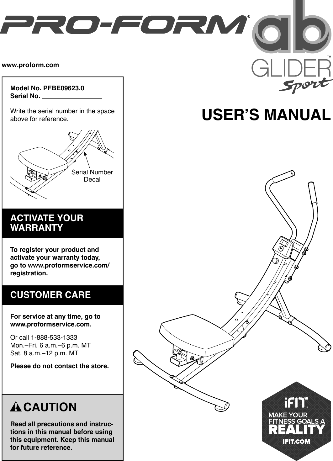 Proform Pfbe096230 Ab Glider Bench Users Manual