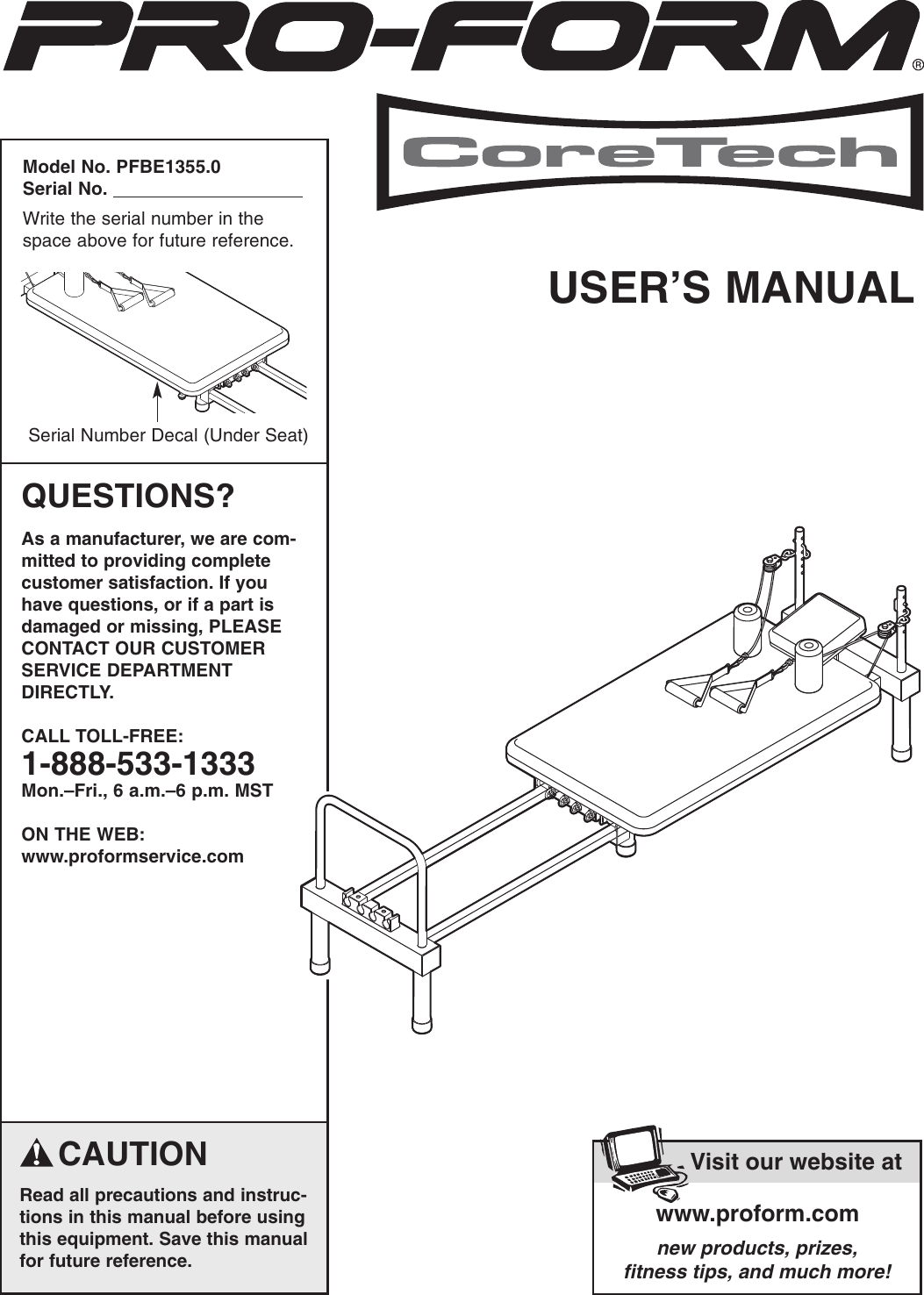 Proform Pfbe13550 Core Tech Bench Users Manual PFBE1355.0 232071