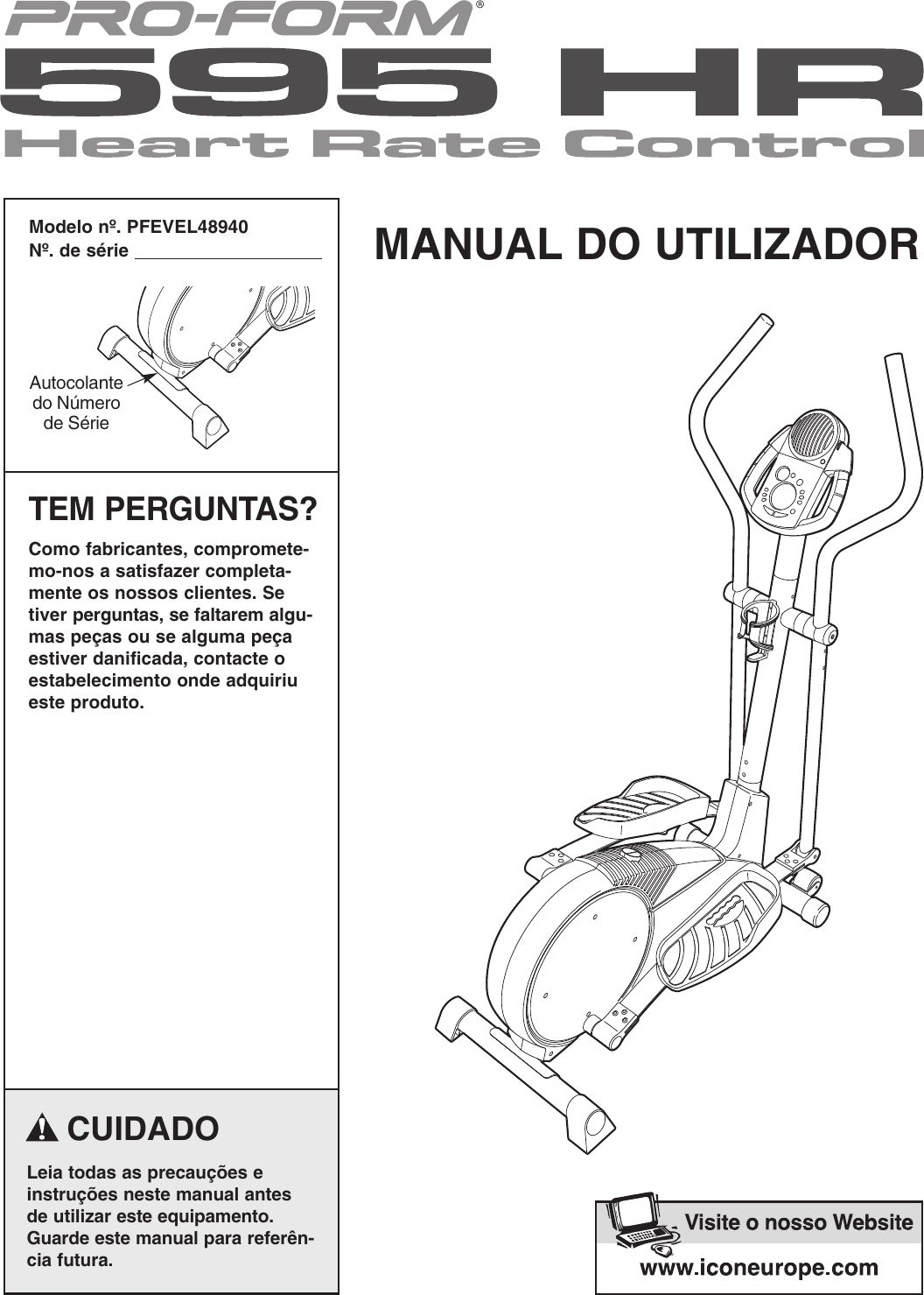 Proform Pfevel48940 595 Hr Elliptical Users Manual PFEVEL48830 202292(UK