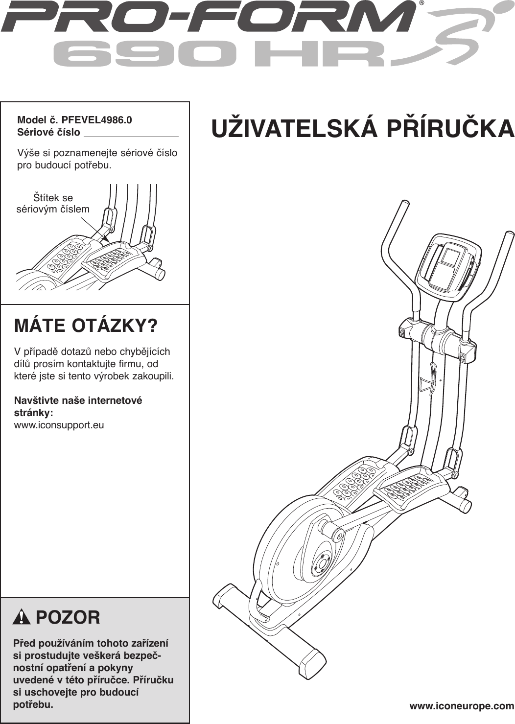 Proform Pfevel49860 690 Hr Elliptical Users Manual 285430