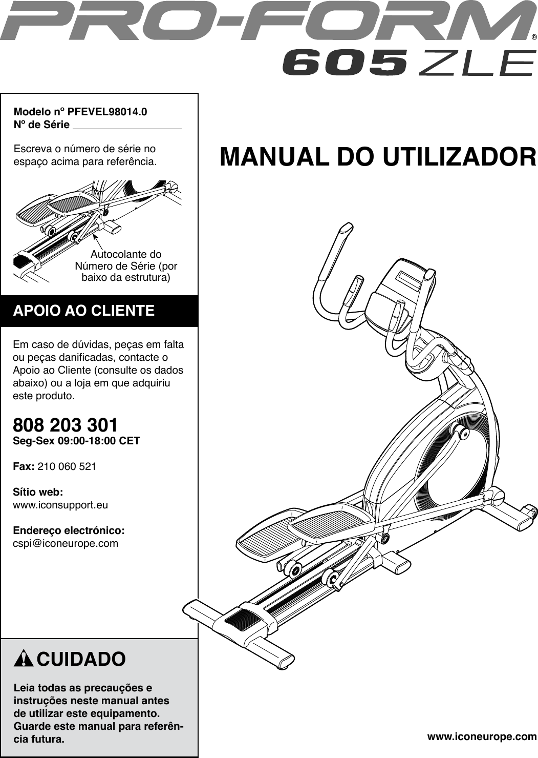 Proform Pfevel980140 605 Zle Elliptical Users Manual