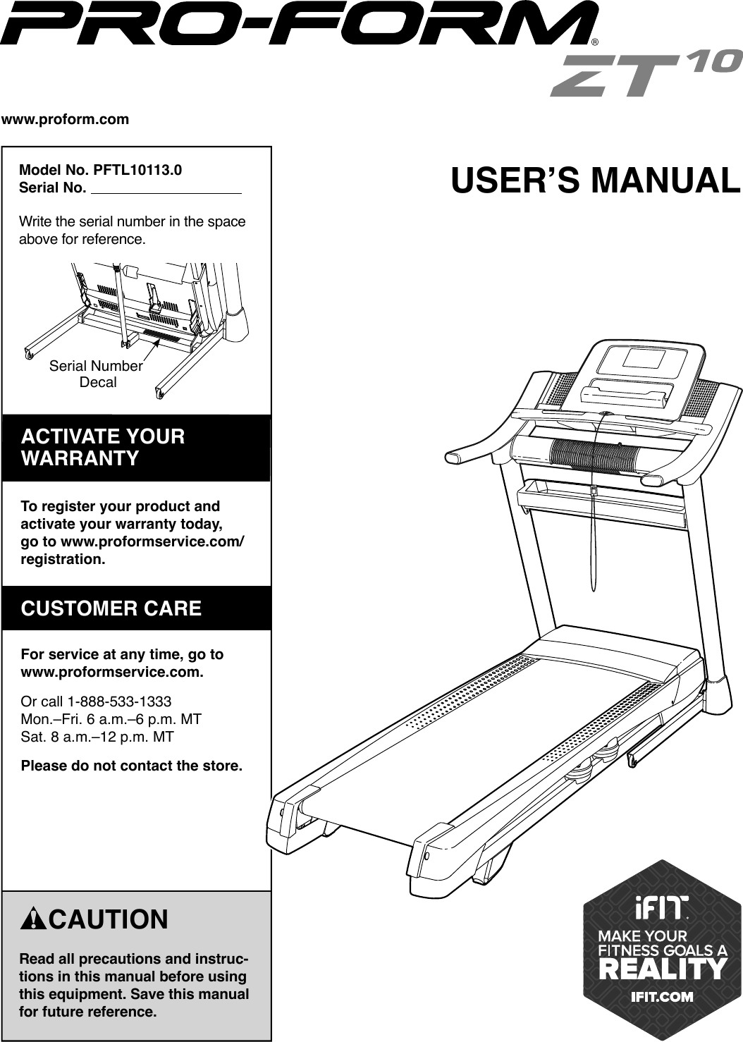 Proform Pftl101130 Owner S Manual