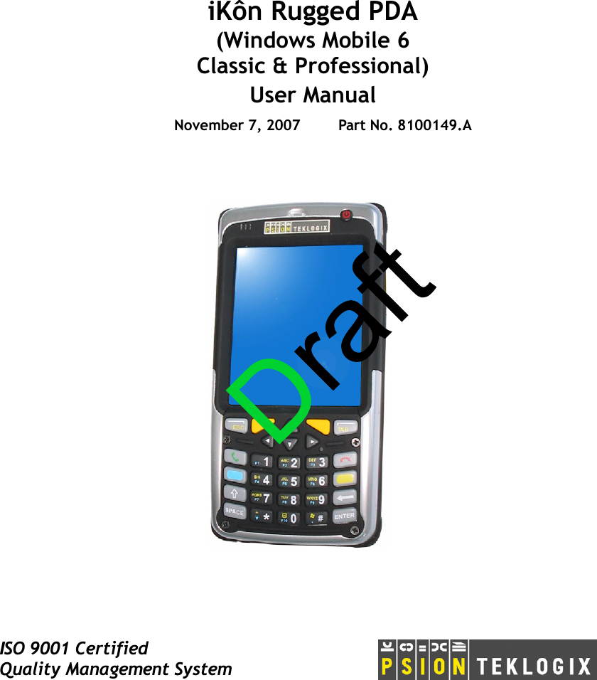Psion 7505BTSDCMCF10 Handheld PC with WLAN and BT User Manual