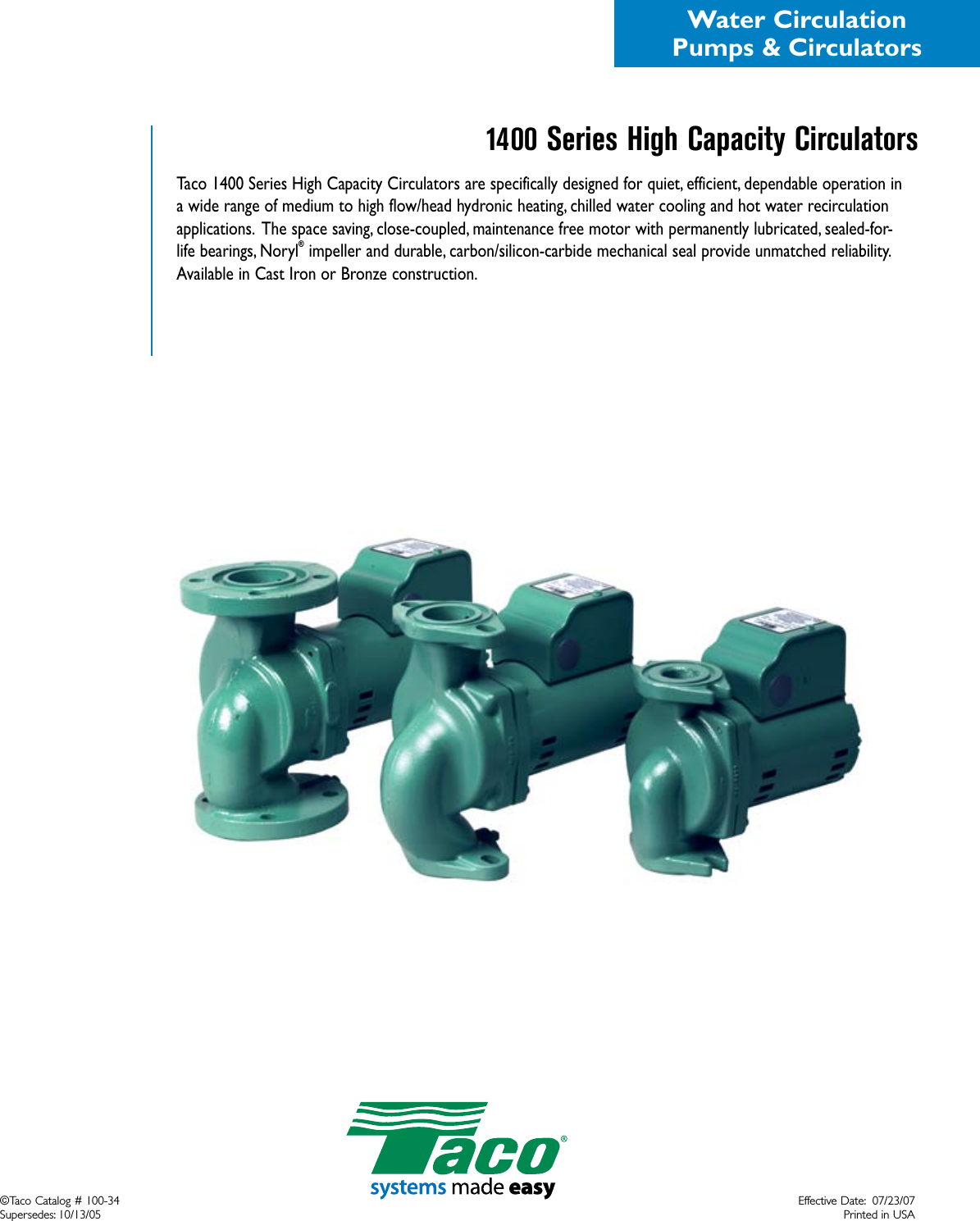 12902 1 Taco 185 113C Brochure (Series 1400) User Manual