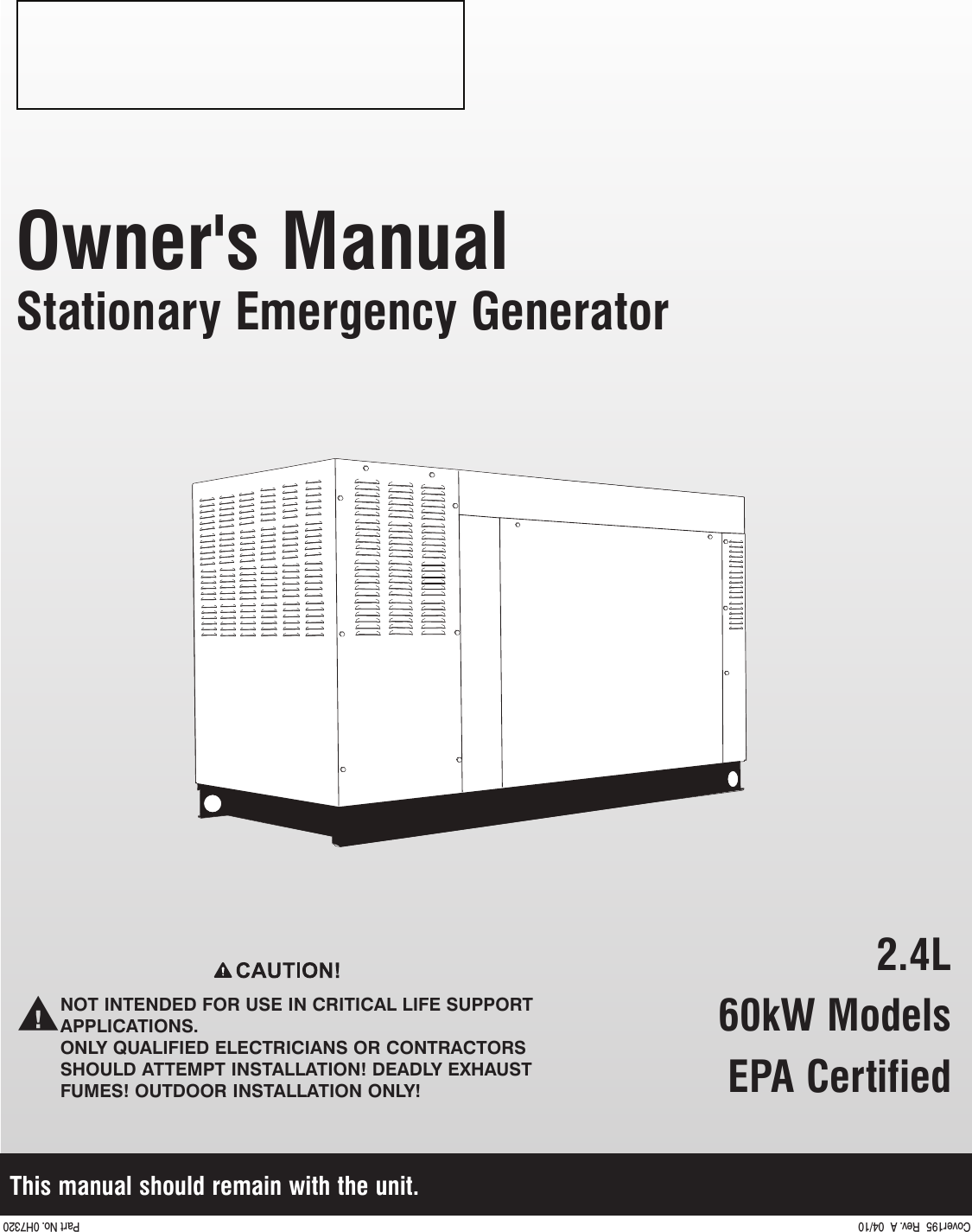 13370 1 Generac Qt06024Ansx Owners Manual Power Systems, Inc. User