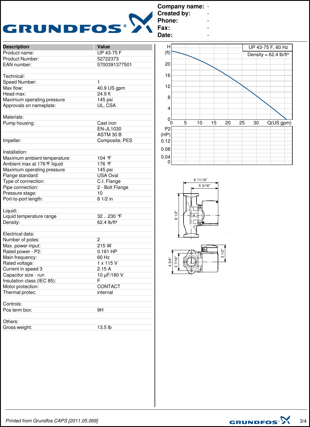 17579 1 Grundfos 52722373 Submittal Print/Preview User Manual