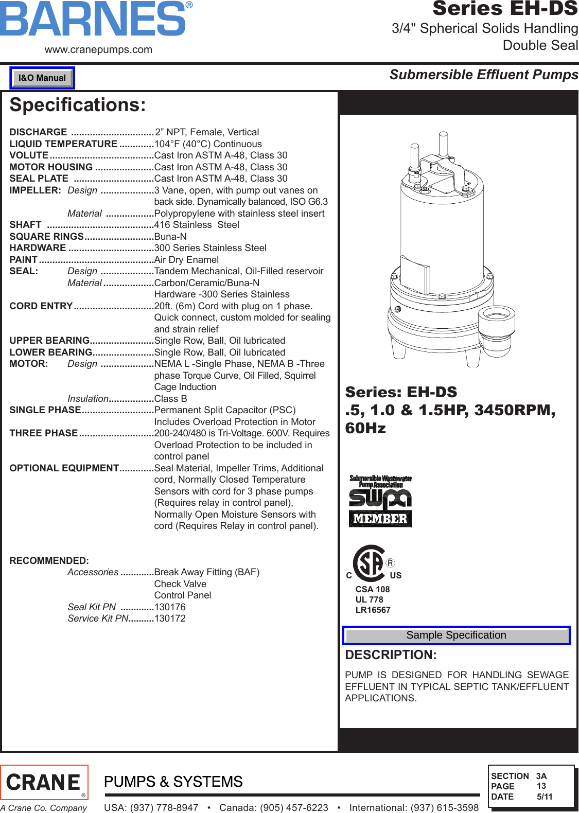 534487 1 Barnes Eh Ds Submittal Sec 3a User Manual