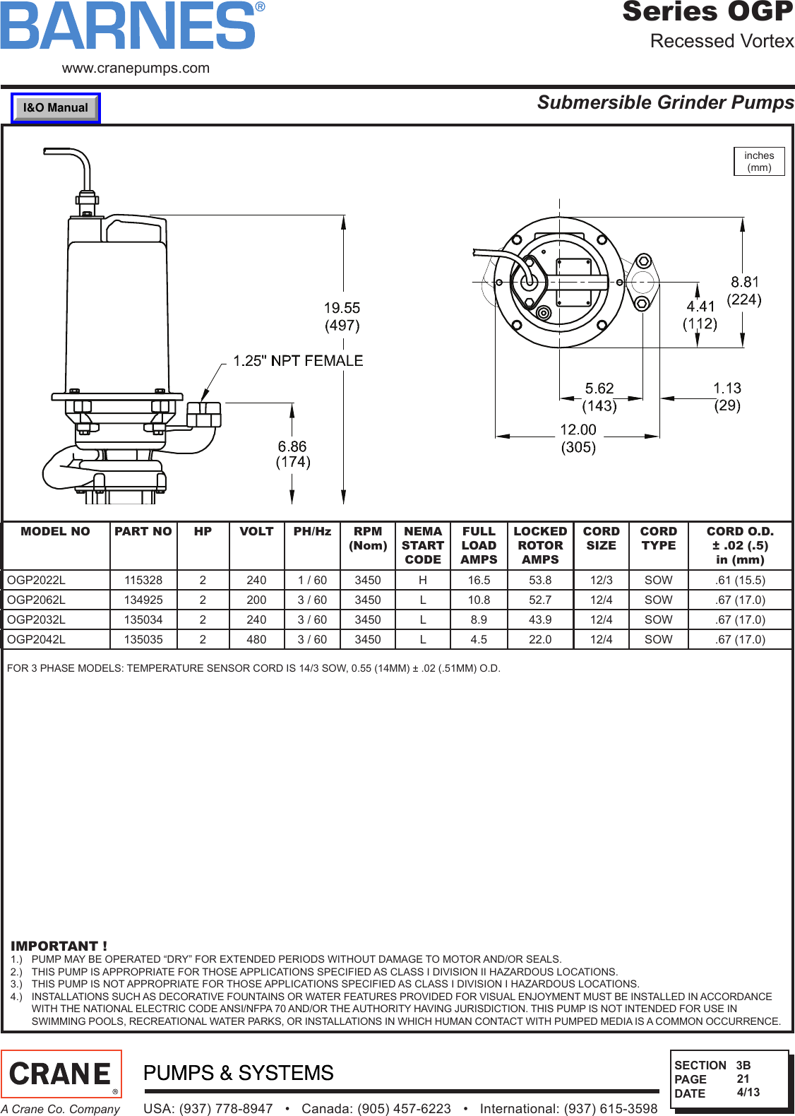 534562 1 Barnes Ogp Series Submittal User Manual
