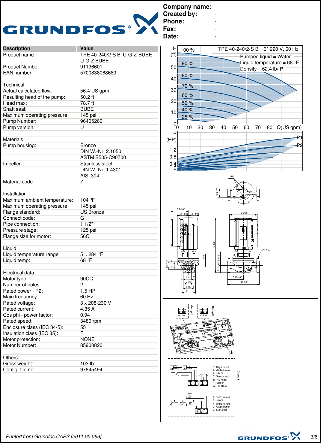 535010 1 Grundfos Tpe 40 240 Submittal Print/Preview User Manual
