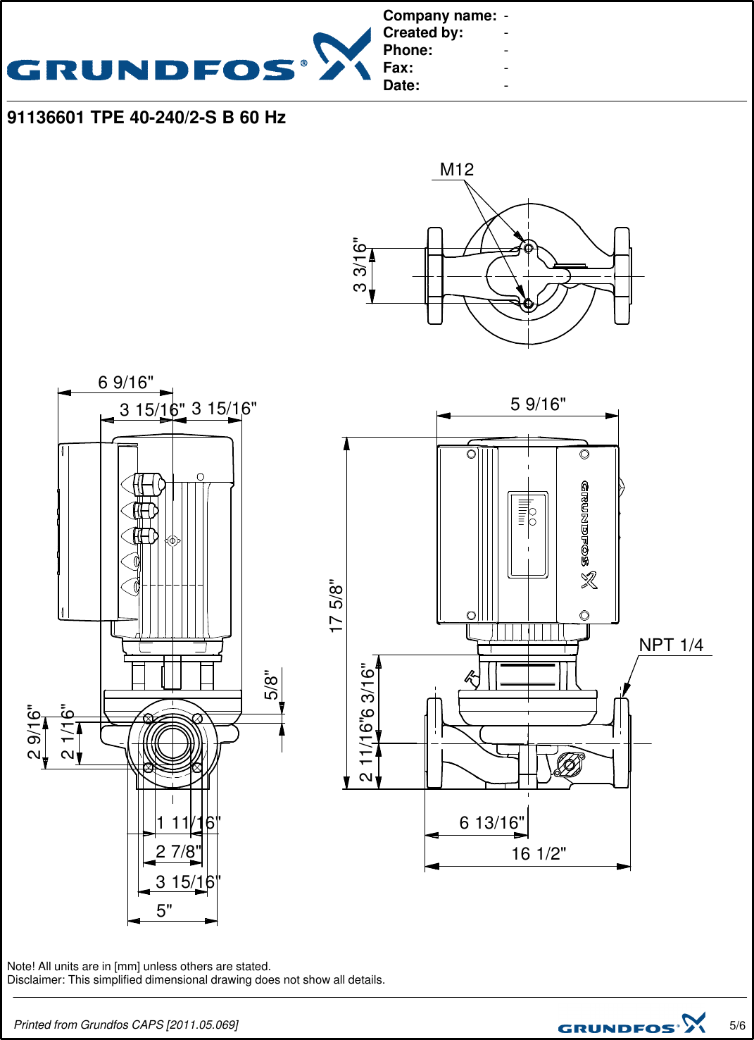 535010 1 Grundfos Tpe 40 240 Submittal Print/Preview User Manual