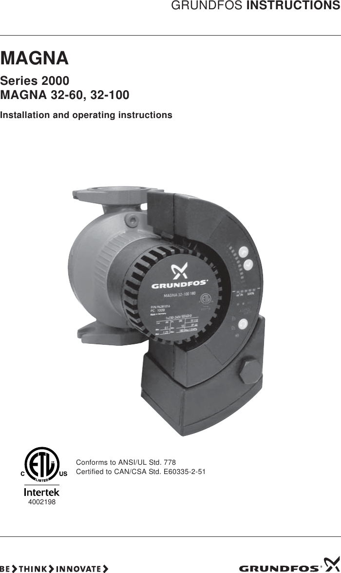 535069 2 Grundfos Magna 32 100 Instructions Grundfos.bk User Manual