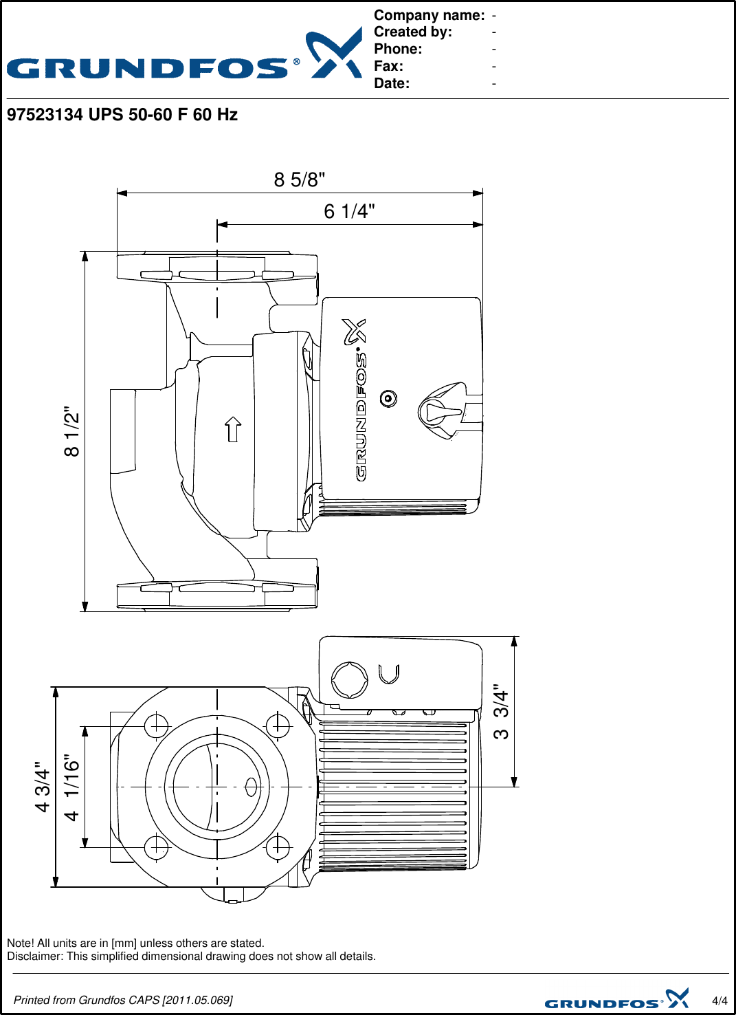535073 1 Grundfos Ups 50 60 Submittal Print/Preview User Manual