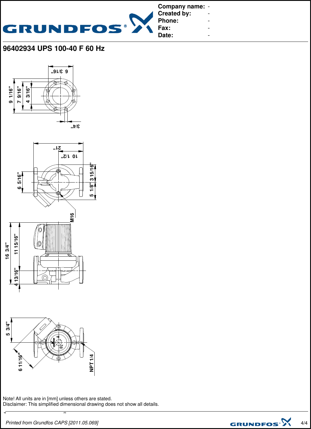 535131 1 Grundfos Ups 100 40 Submittal Print/Preview User Manual