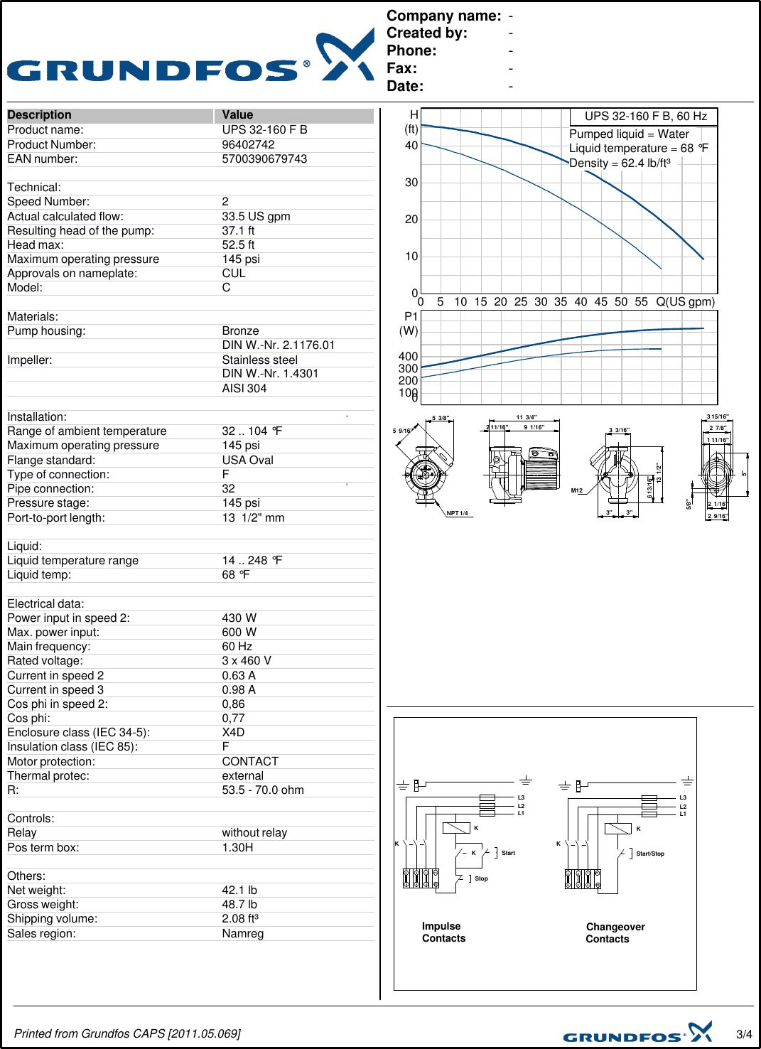 535147 1 Grundfos Ups 32 160 Submittal Print/Preview User Manual