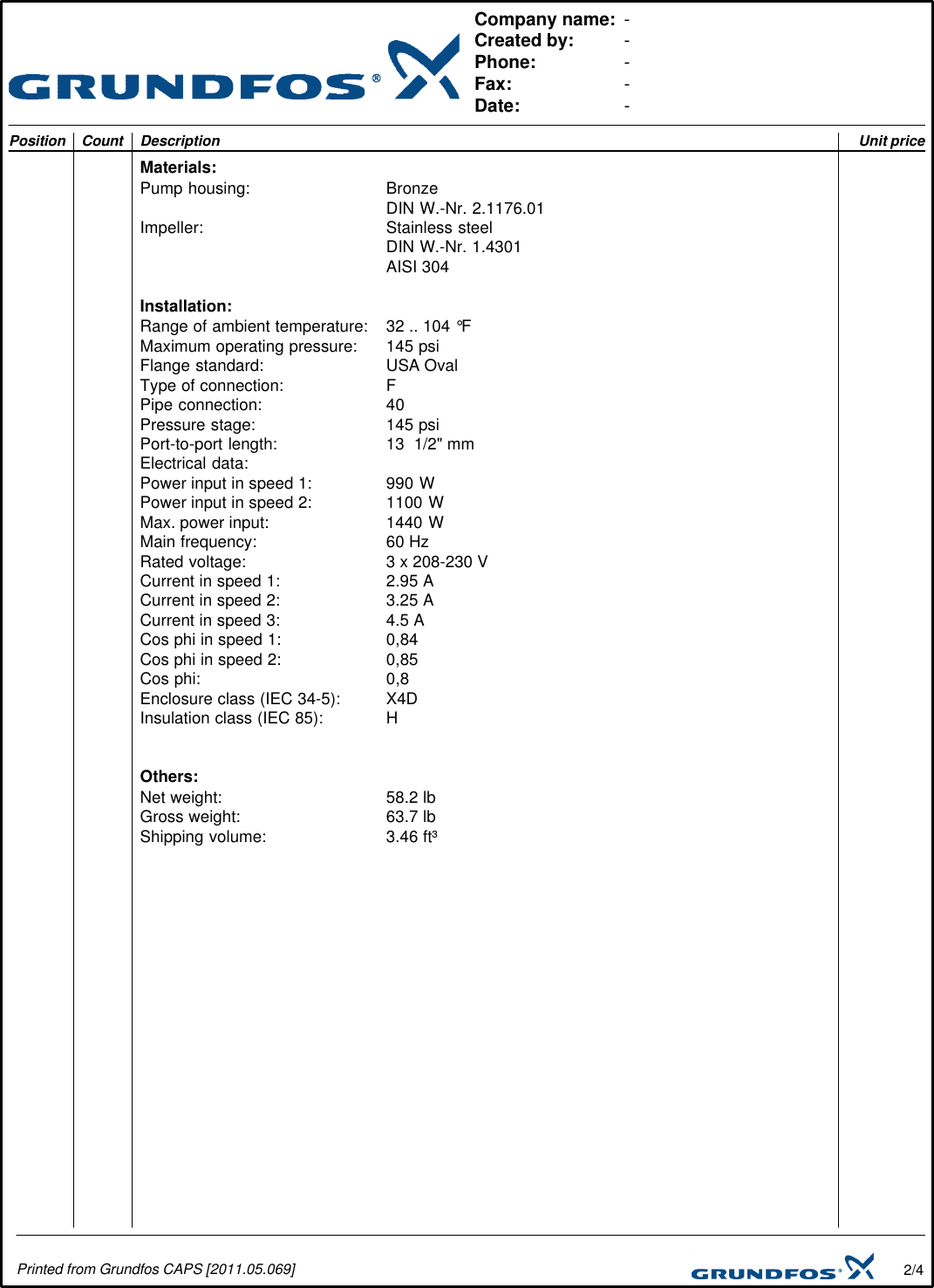 535157 1 Grundfos Ups 40 240 Submittal Print/Preview User Manual