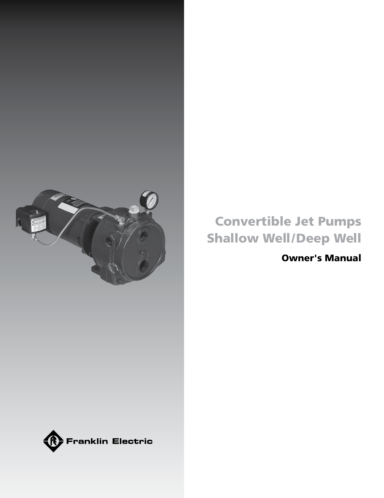 535422 2 Franklin Electric Rm2 Series Jet Pump Owners Manual User