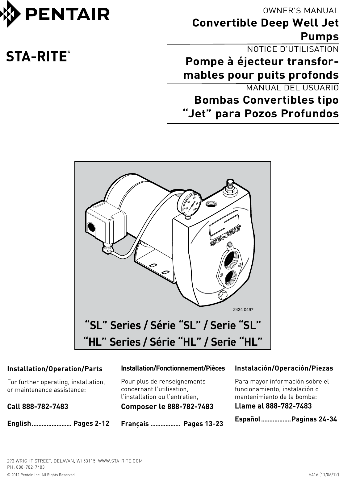 539643 2 Sta Rite SL Pro Jet Series Convertible Pump Owners Manual