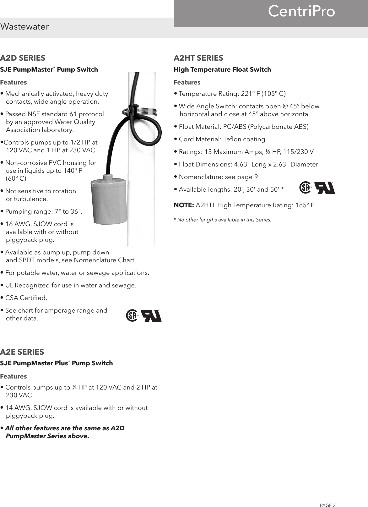 542332 1 Centripro Pump & Control Panel Switches Technical Brochure 2