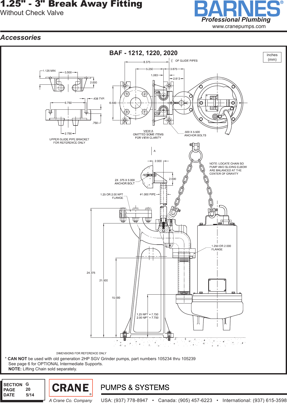 SEC G Rev P1 542699 2 Barnes 1.25in 3in Break Away Fitting Specifications