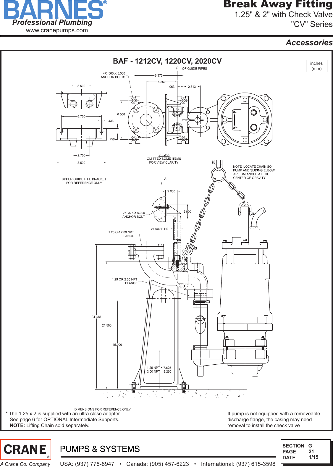 SEC G Rev P1 542699 2 Barnes 1.25in 3in Break Away Fitting Specifications