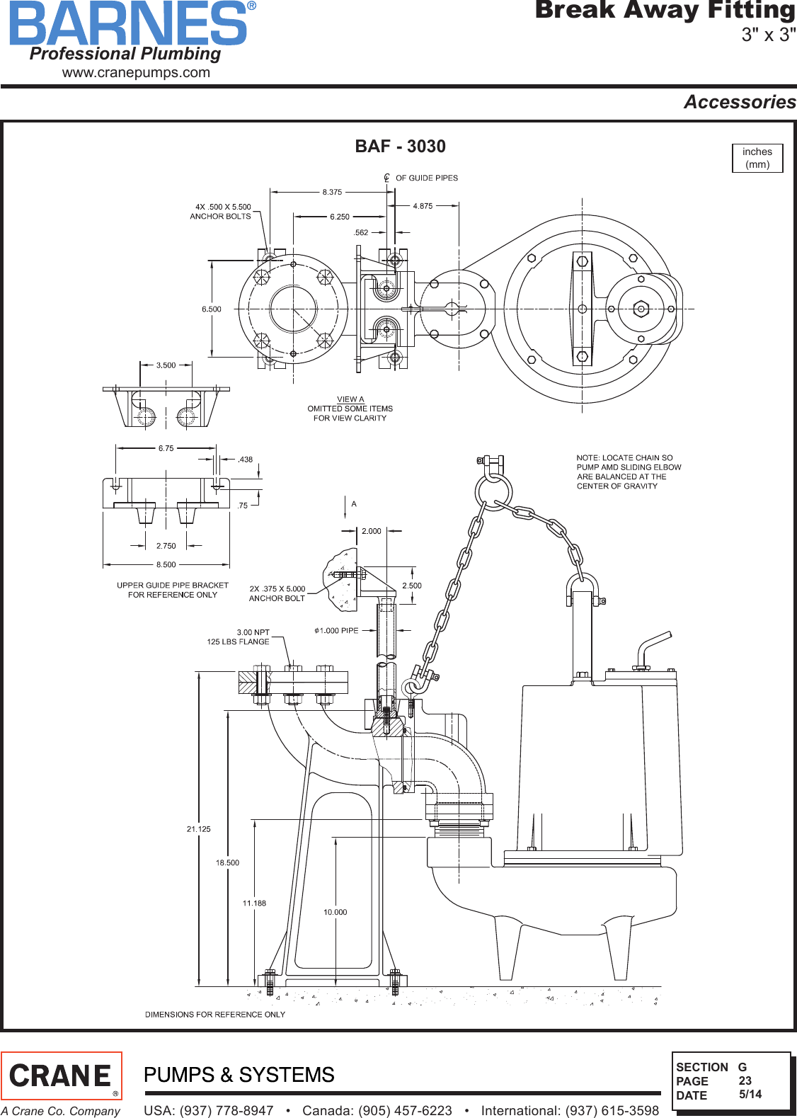 SEC G Rev P1 542699 2 Barnes 1.25in 3in Break Away Fitting Specifications