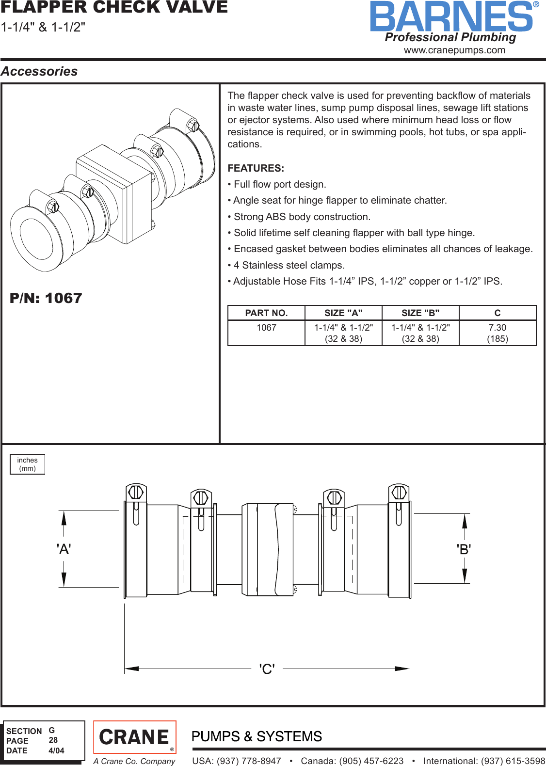 SEC G Rev P1 542767 1 Barnes Flapper Check Valve Specifications