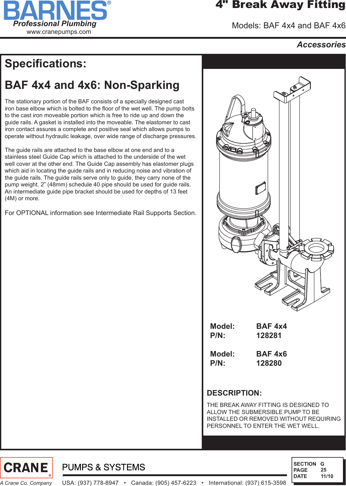 SEC G Rev P1 543168 2 Barnes 4in Break Away Fitting Specifications