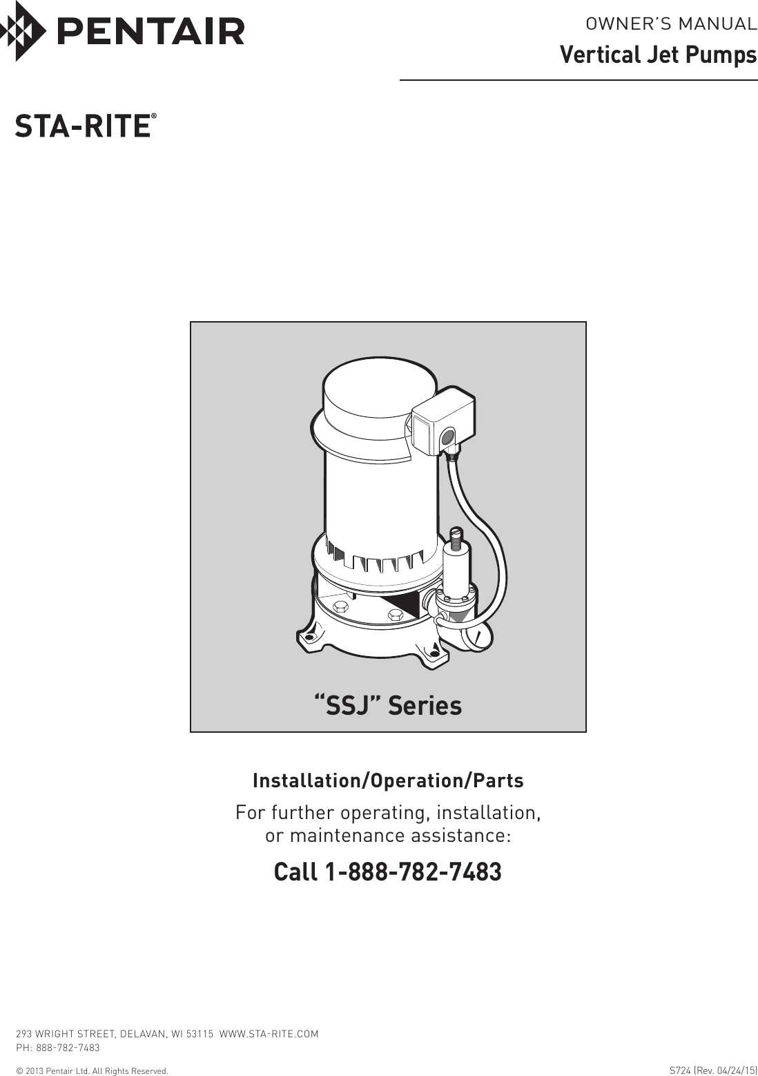 548312 2 Sta Rite SSJ Vertical Jet Pump Owners Manual
