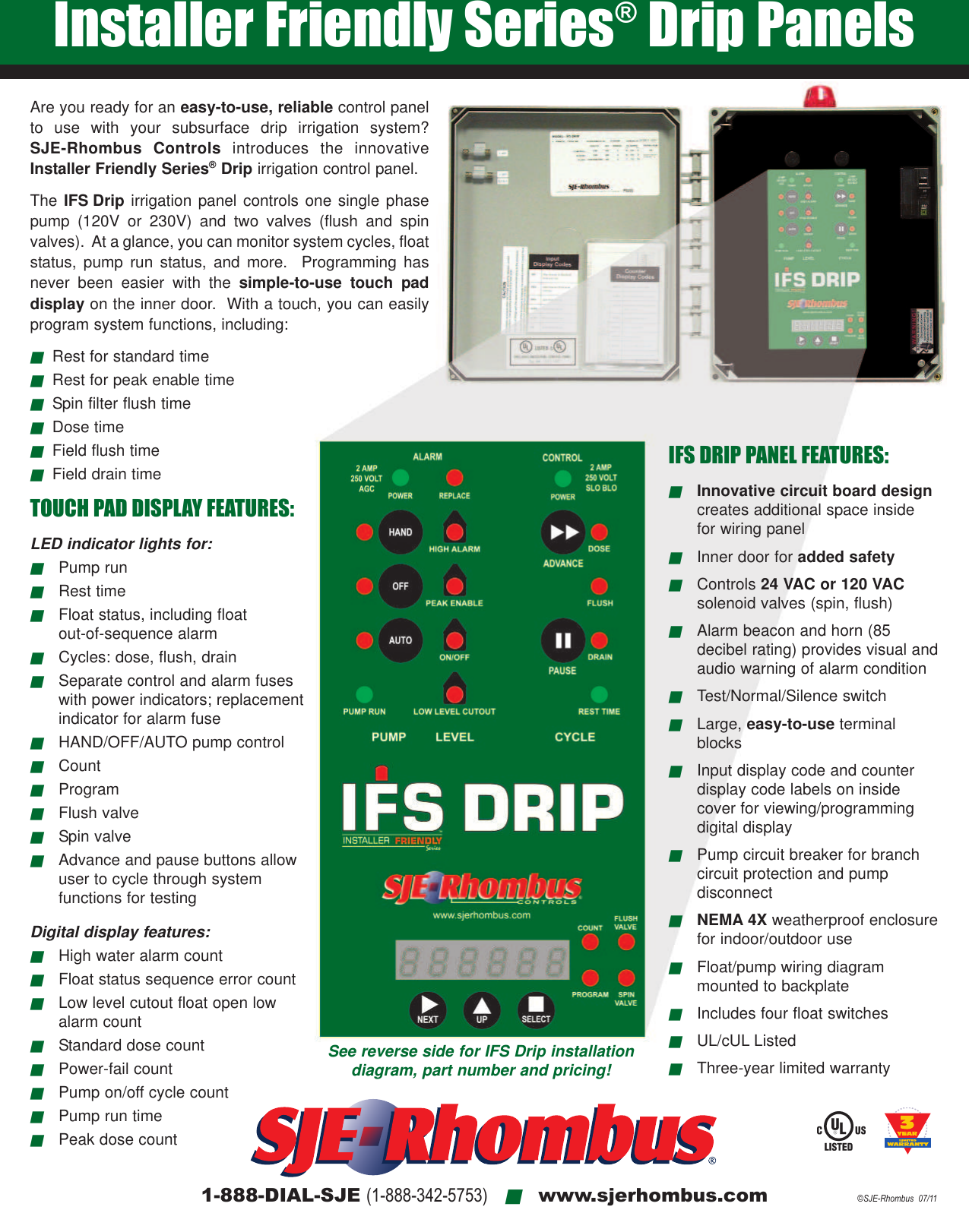 IFS_Drip_Panel_Features.qxp 550474 1 SJE Rhombus IFS Drip Control Panel ...