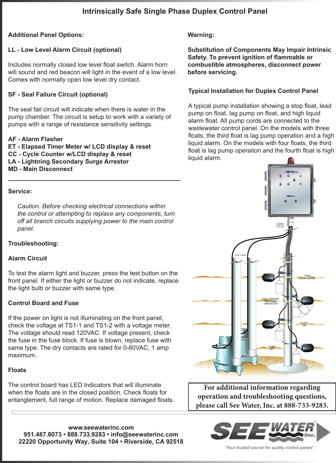 551435 2 See Water Inc. Intrinsically Safe Single Phase Duplex ...