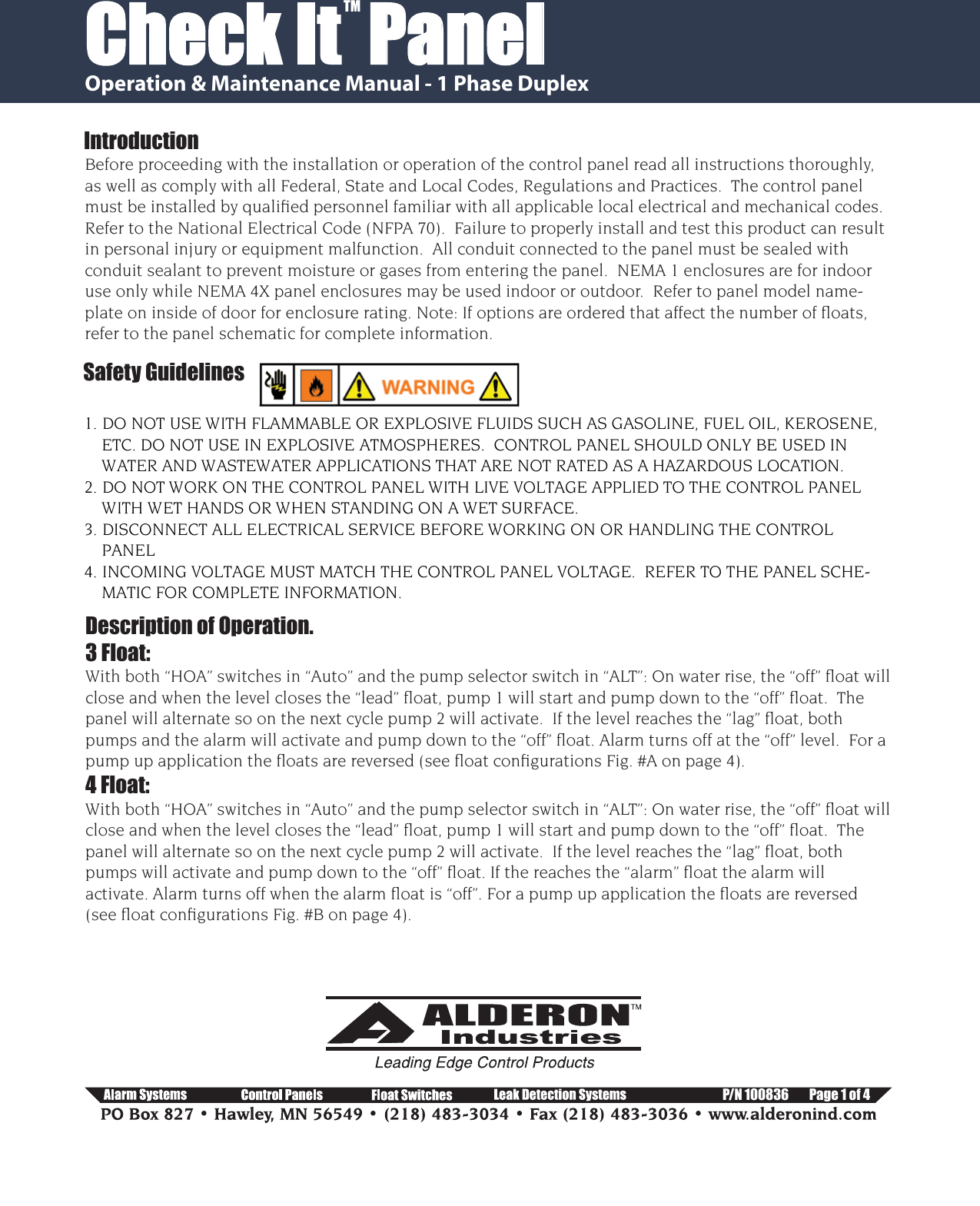 Check It Single Phase Duplex Instalation Instructions 552758 2 Alderon ...