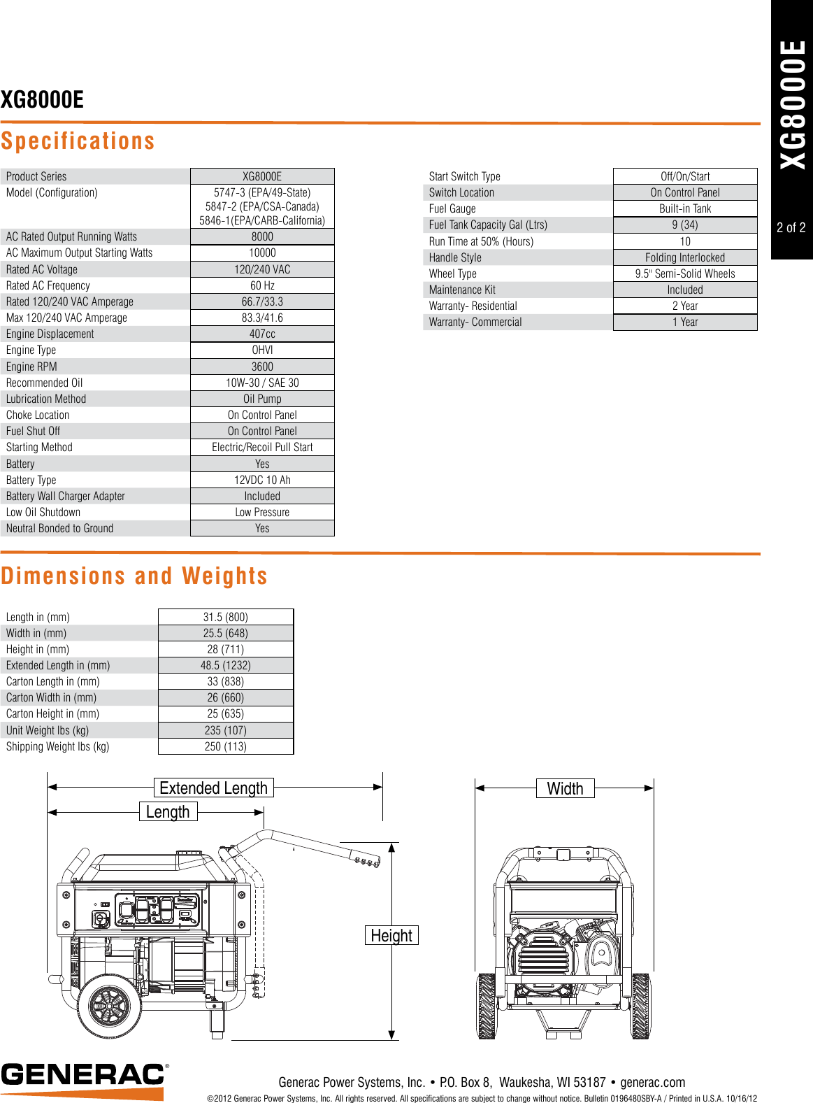 6835 2 Generac 5747 Product Specs