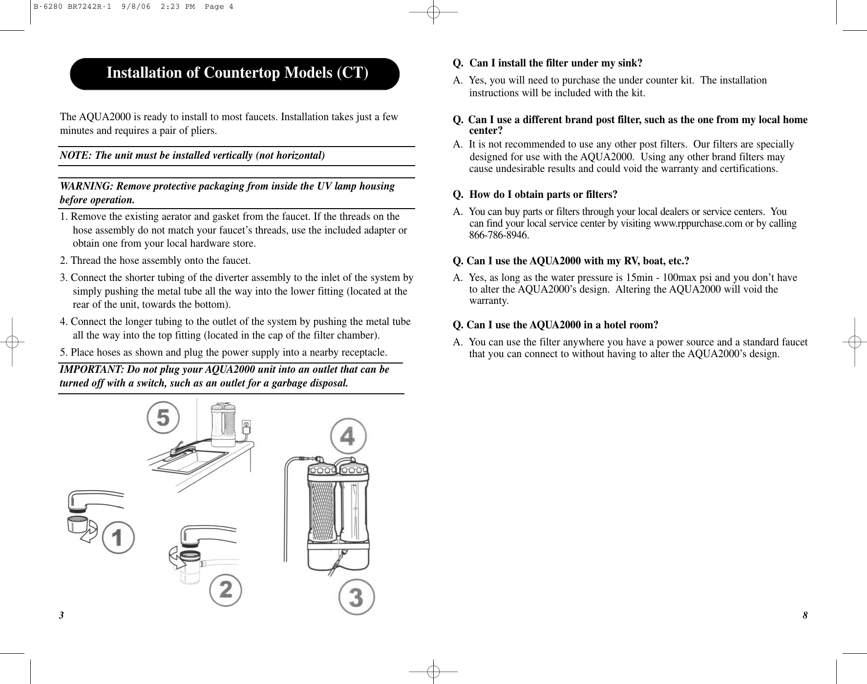 Puratron Products Aqua2000 Users Manual B 6192 BR6908R 1