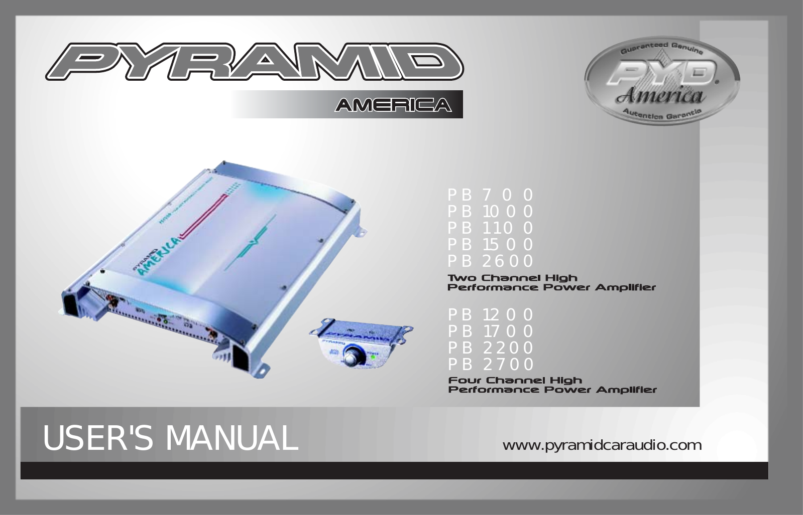 Pyramid Car Audio Amplifier Pb 1000 Users Manual PB700 1100 1500 2600 ...